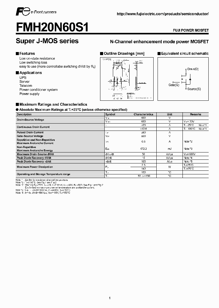 FMH20N60S1_3494381.PDF Datasheet Download --- IC-ON-LINE