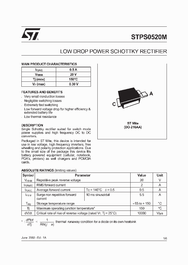 STPS0520M_3498832.PDF Datasheet Download --- IC-ON-LINE