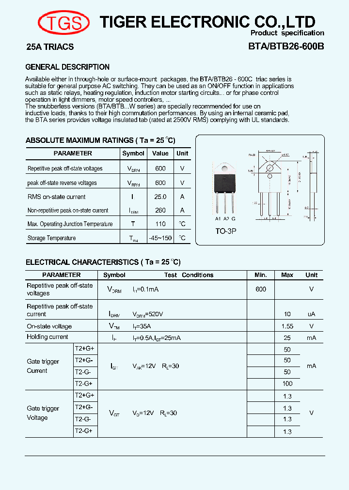 BTA26-600B_3538059.PDF Datasheet Download --- IC-ON-LINE