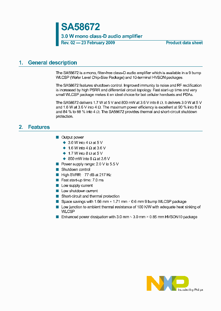SA58672_3642173.PDF Datasheet Download --- IC-ON-LINE