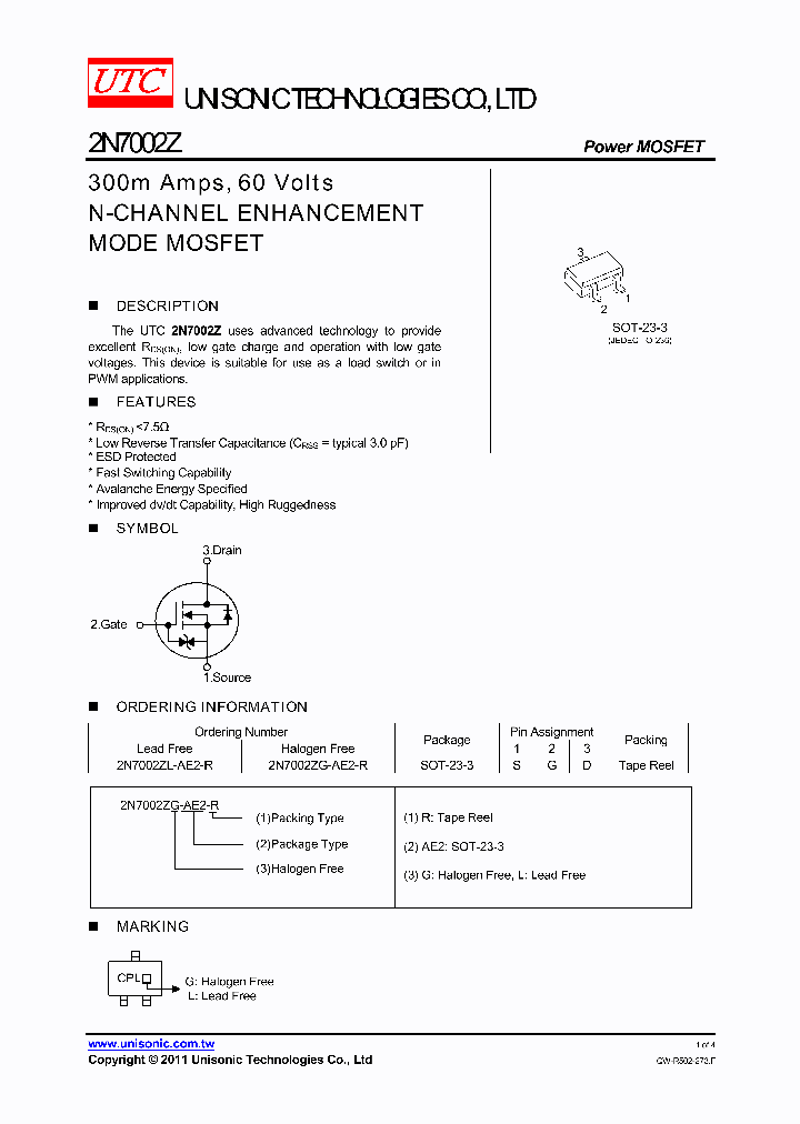 2N7002ZG-AE2-R_3661260.PDF Datasheet Download --- IC-ON-LINE