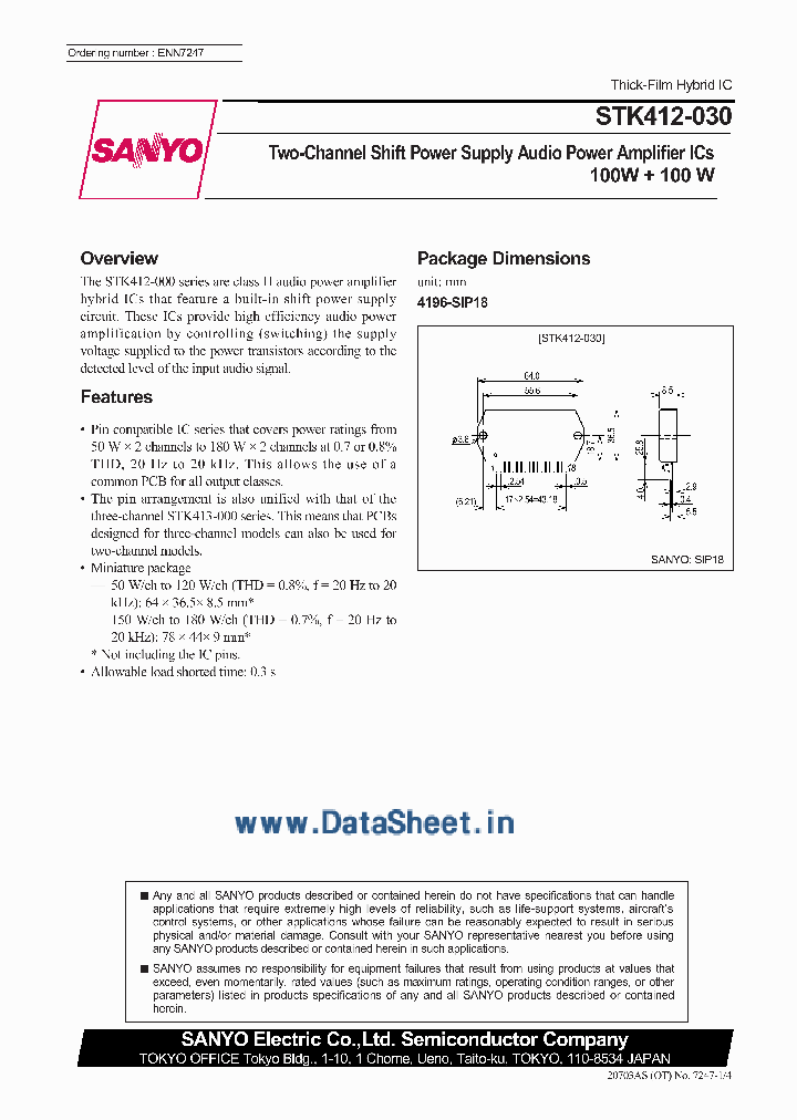 STK412-030_3669024.PDF Datasheet Download --- IC-ON-LINE