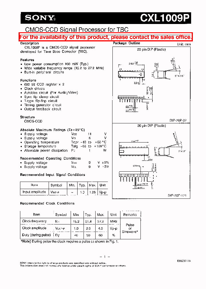 CXL1009P_3670356.PDF Datasheet Download --- IC-ON-LINE