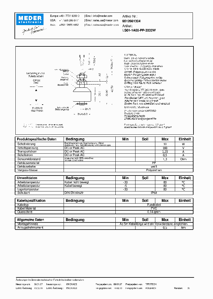 LS01-1A66-PP-3000WDE_3700434.PDF Datasheet Download --- IC-ON-LINE