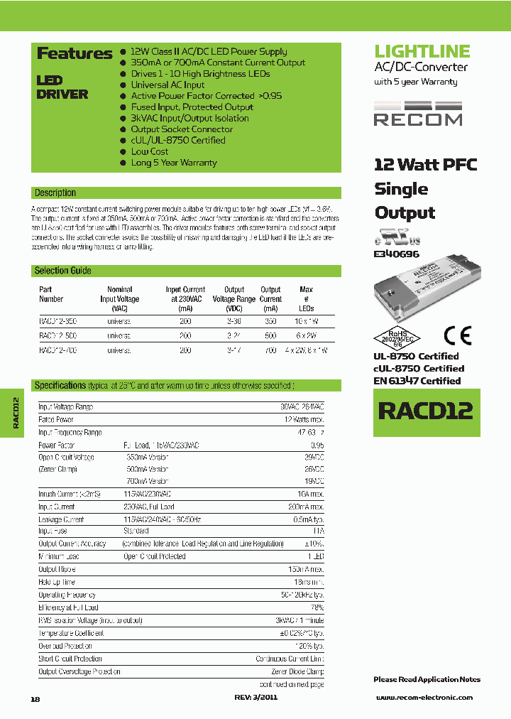 RACD12-350_3711232.PDF Datasheet Download --- IC-ON-LINE