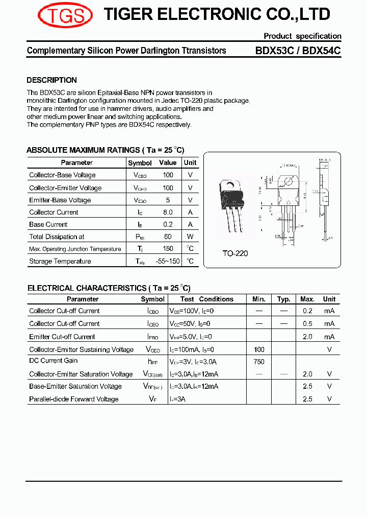 BDX53C_3747539.PDF Datasheet Download --- IC-ON-LINE