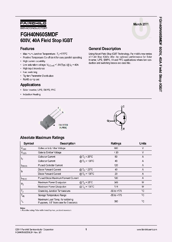 FGH40N60SMDF_3849169.PDF Datasheet Download --- IC-ON-LINE
