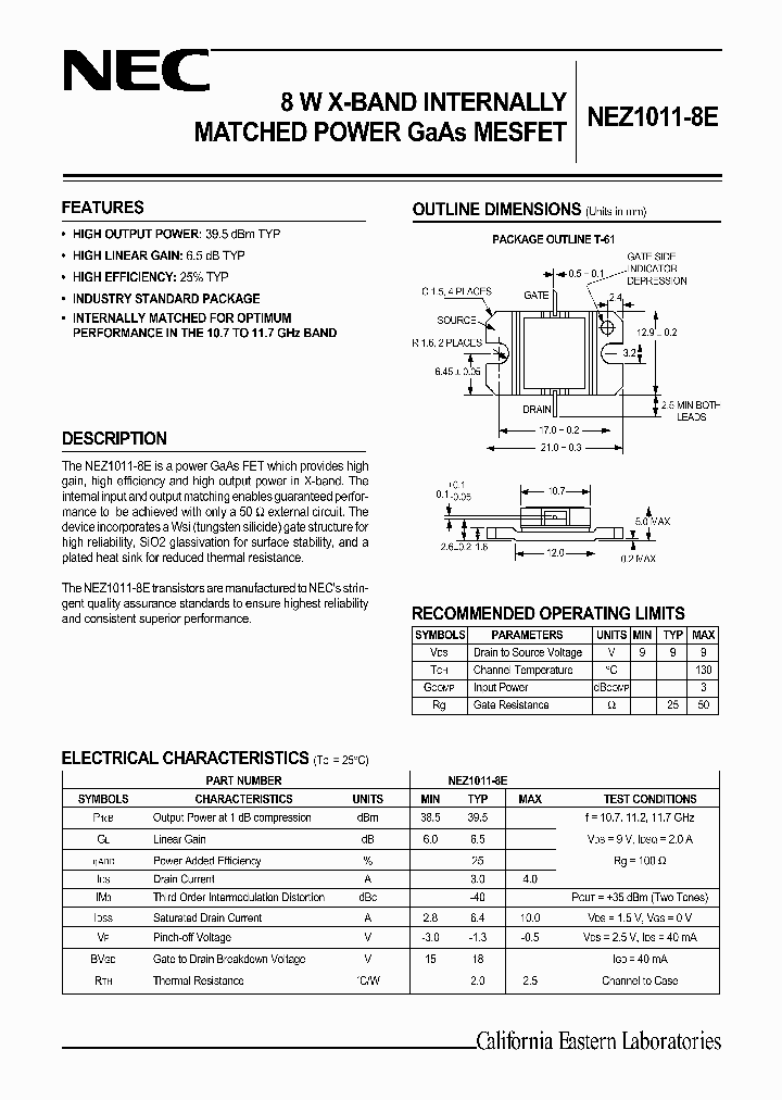 Nez1011 8e 3768189 Pdf Datasheet Download Ic On Line
