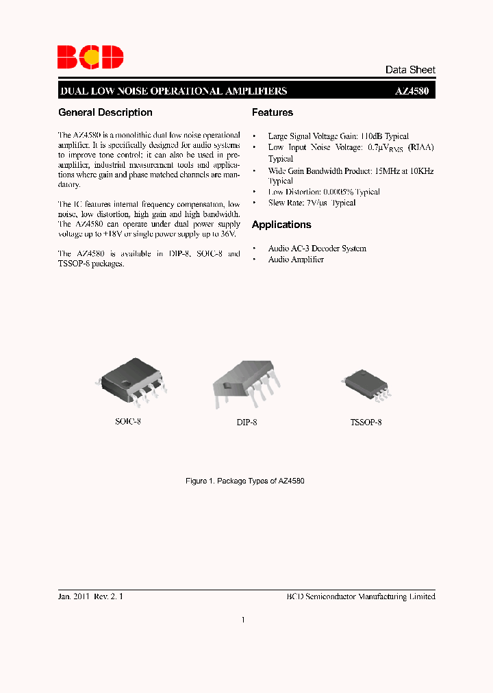 AZ4580GTR-G1_3789847.PDF Datasheet Download --- IC-ON-LINE
