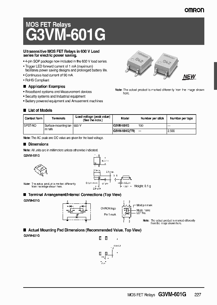 G3VM-601G_4039296.PDF Datasheet Download --- IC-ON-LINE