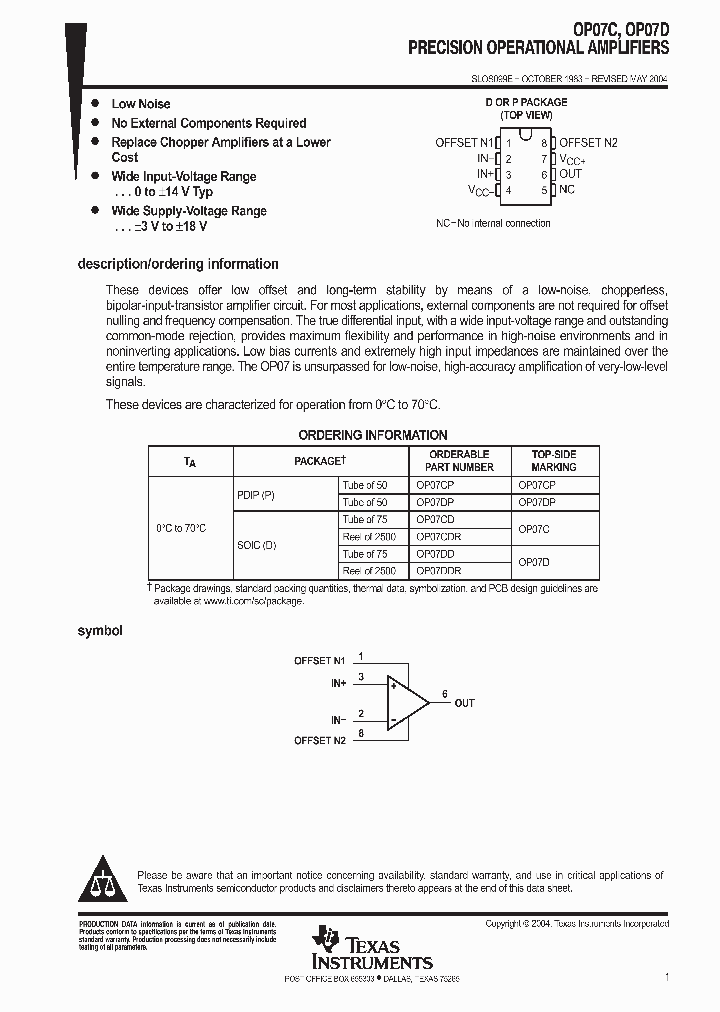 OP-07DPSRE4_3814013.PDF Datasheet Download --- IC-ON-LINE