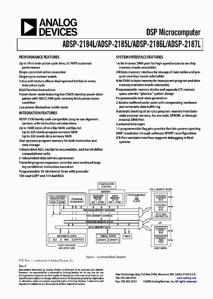 ADSP-2186LBCA-160R_3826079.PDF Datasheet Download --- IC-ON-LINE