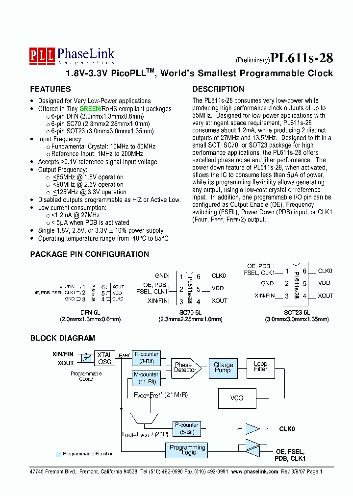 PL611S-28-XXXTI_3827002.PDF Datasheet Download --- IC-ON-LINE