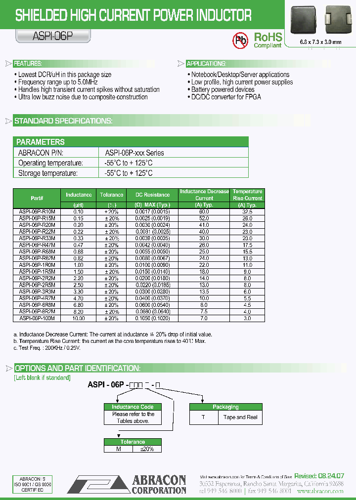 ASPI-06P-6R8MT_3834203.PDF Datasheet Download --- IC-ON-LINE