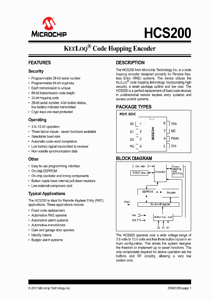 HCS200P016_3839940.PDF Datasheet Download --- IC-ON-LINE