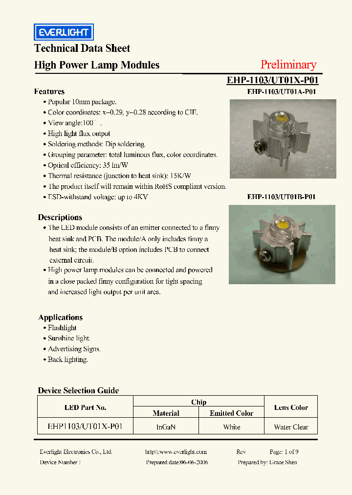 EHP1103UT01A-P01_3839989.PDF Datasheet Download --- IC-ON-LINE
