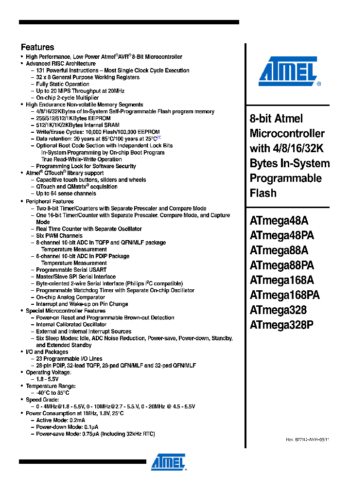 ATMEGA48PA-CCU_3862989.PDF Datasheet Download --- IC-ON-LINE