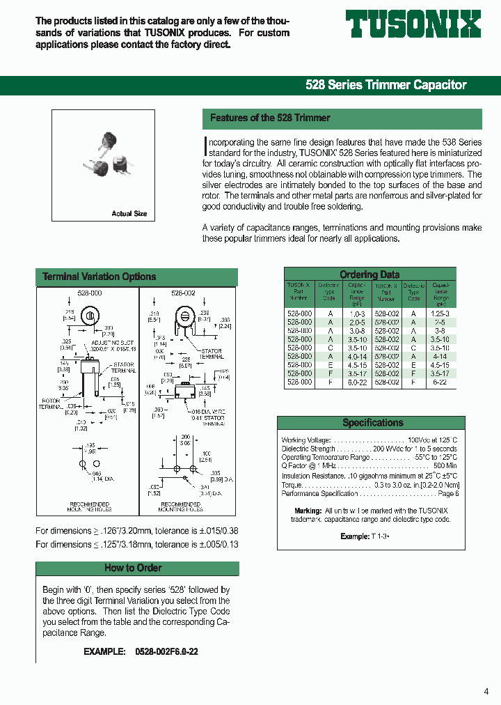 Variable Capacitor Datasheet