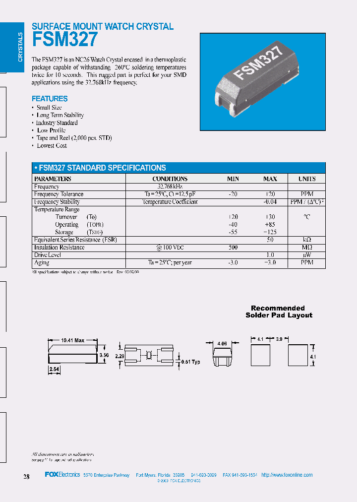 FSM327-32768KHZ-SR_3896622.PDF Datasheet Download --- IC-ON-LINE