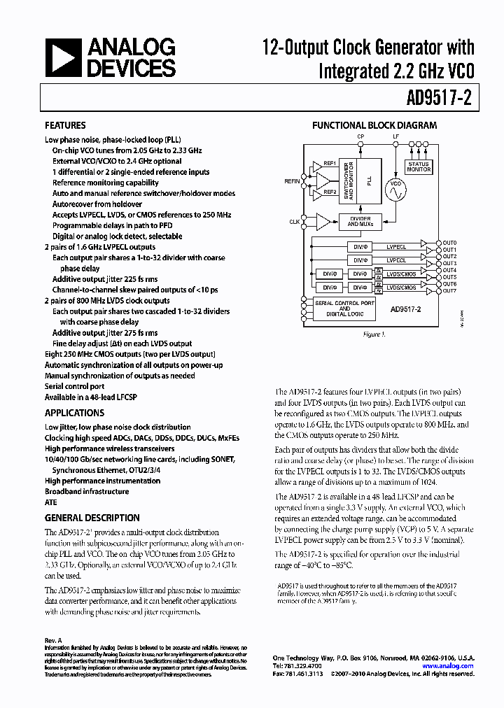 AD9517-2BCPZ-REEL7_4032090.PDF Datasheet Download --- IC-ON-LINE