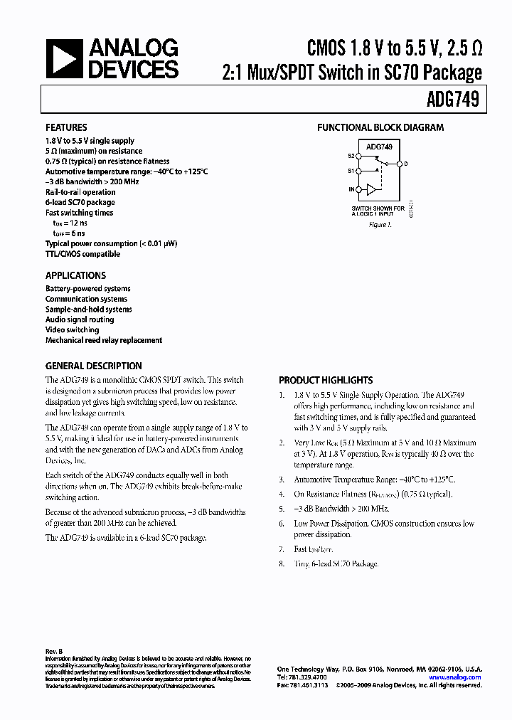 ADG749BKSZ-REEL7_4156724.PDF Datasheet Download --- IC-ON-LINE