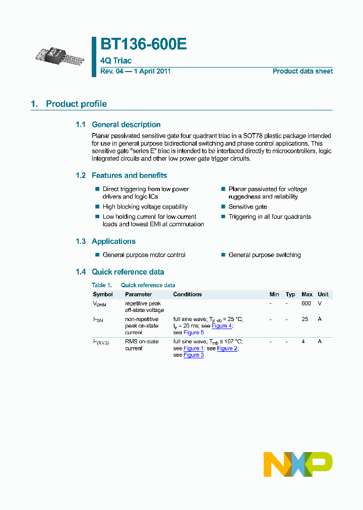 BT136-600E127_4196165.PDF Datasheet Download --- IC-ON-LINE