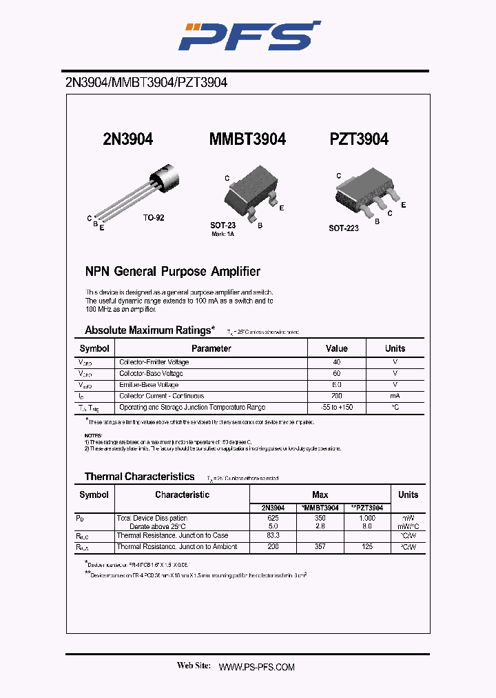 PZT3904_4269868.PDF Datasheet Download --- IC-ON-LINE