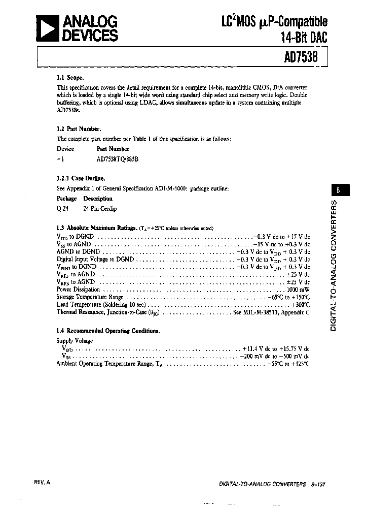 AD7538TQ883B_4287128.PDF Datasheet Download --- IC-ON-LINE