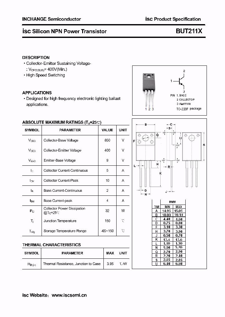 BUT211X_4348352.PDF Datasheet Download --- IC-ON-LINE