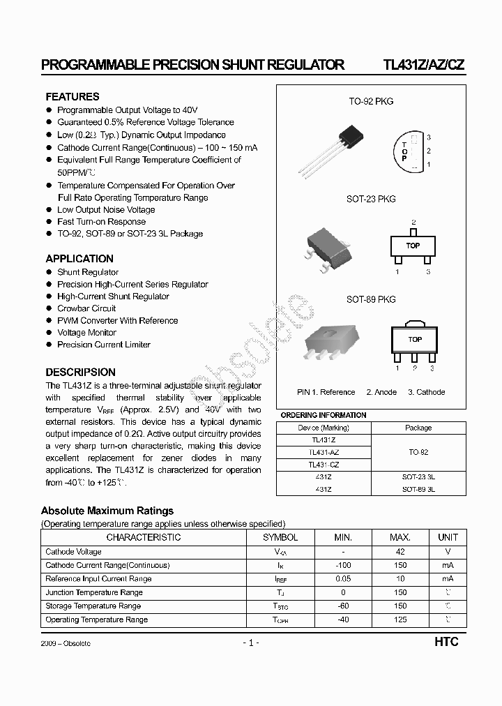 TL431ZTA_4379332.PDF Datasheet Download --- IC-ON-LINE