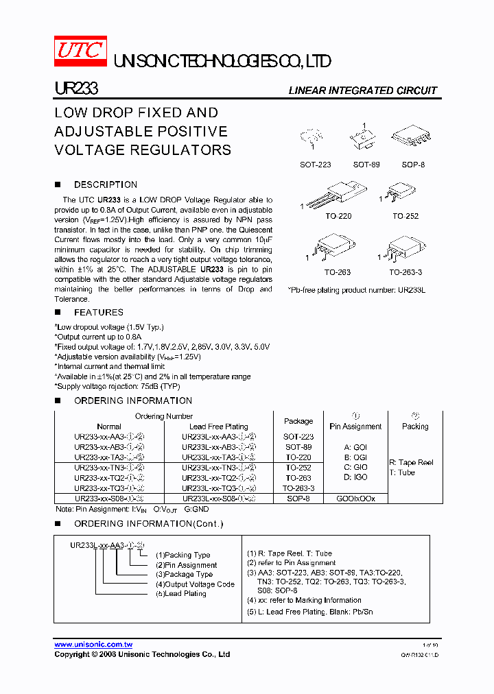 UR233UR233L-XX-TQ2-A-T_4384115.PDF Datasheet Download --- IC-ON-LINE