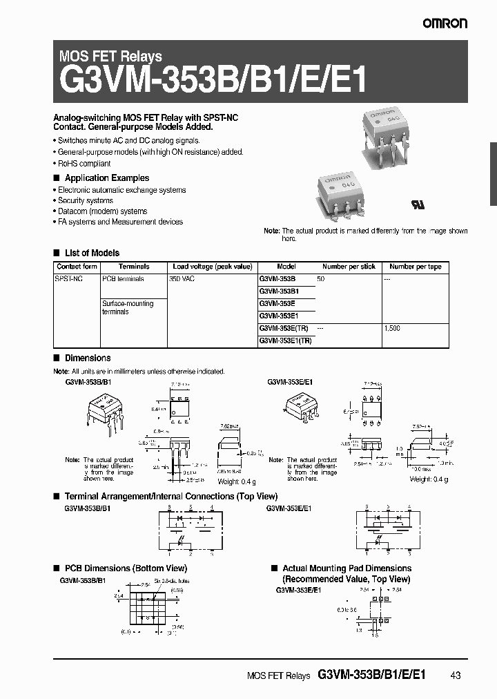 G3VM-353E1TR_4453894.PDF Datasheet Download --- IC-ON-LINE