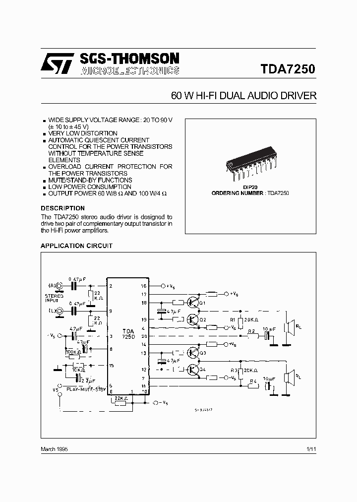 TDA7250_4455244.PDF Datasheet Download --- IC-ON-LINE