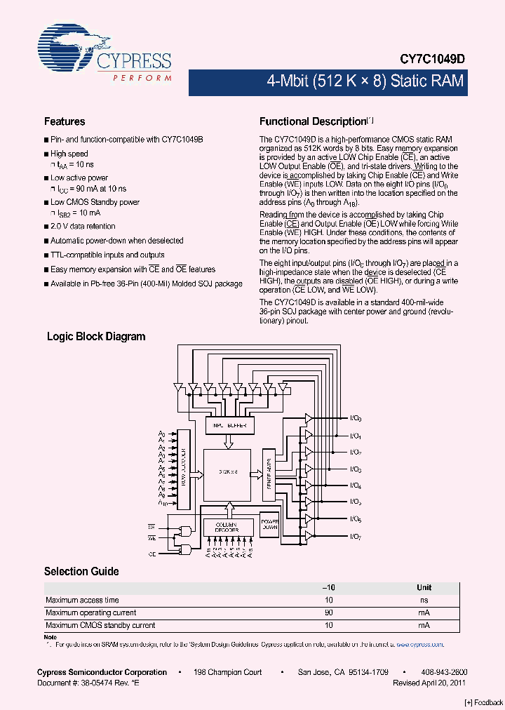 CY7C1049D-10VXI_4463759.PDF Datasheet Download --- IC-ON-LINE