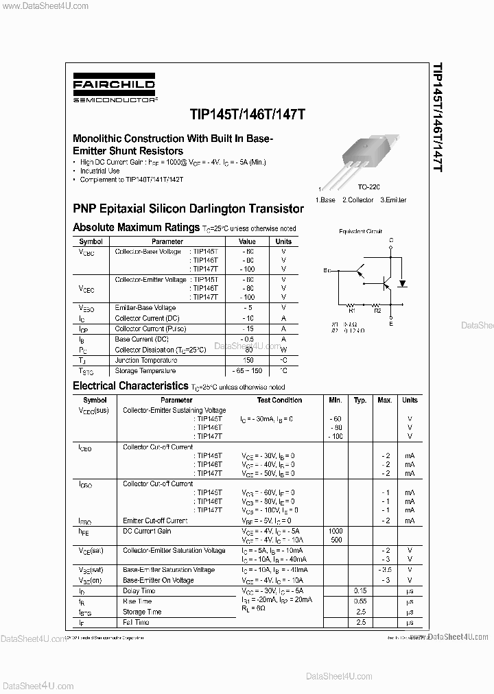 TIP147T_4468340.PDF Datasheet Download --- IC-ON-LINE