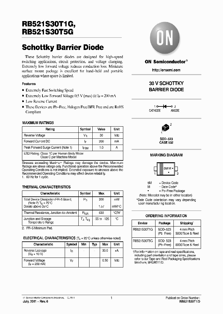 Rb521s30t5g 4486839 Pdf Datasheet Download Ic On Line