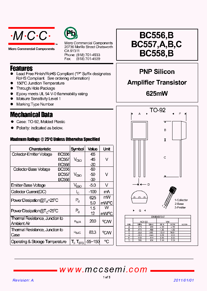 BC557B_4507206.PDF Datasheet Download --- IC-ON-LINE