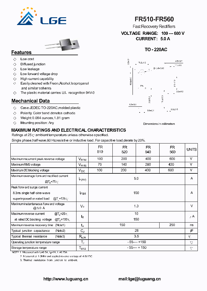 FR540_4536545.PDF Datasheet Download --- IC-ON-LINE