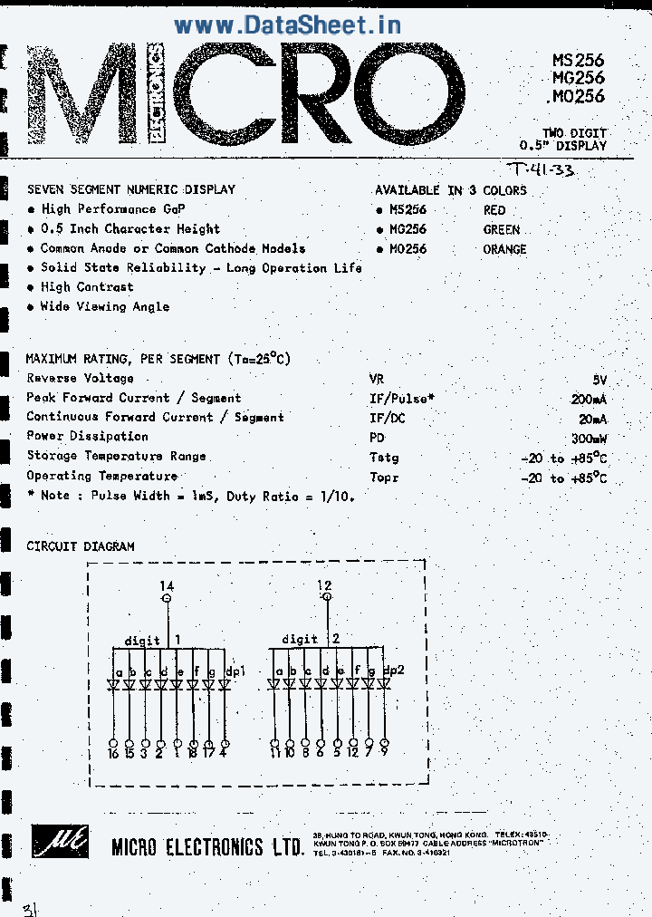 MS256_4562811.PDF Datasheet Download --- IC-ON-LINE
