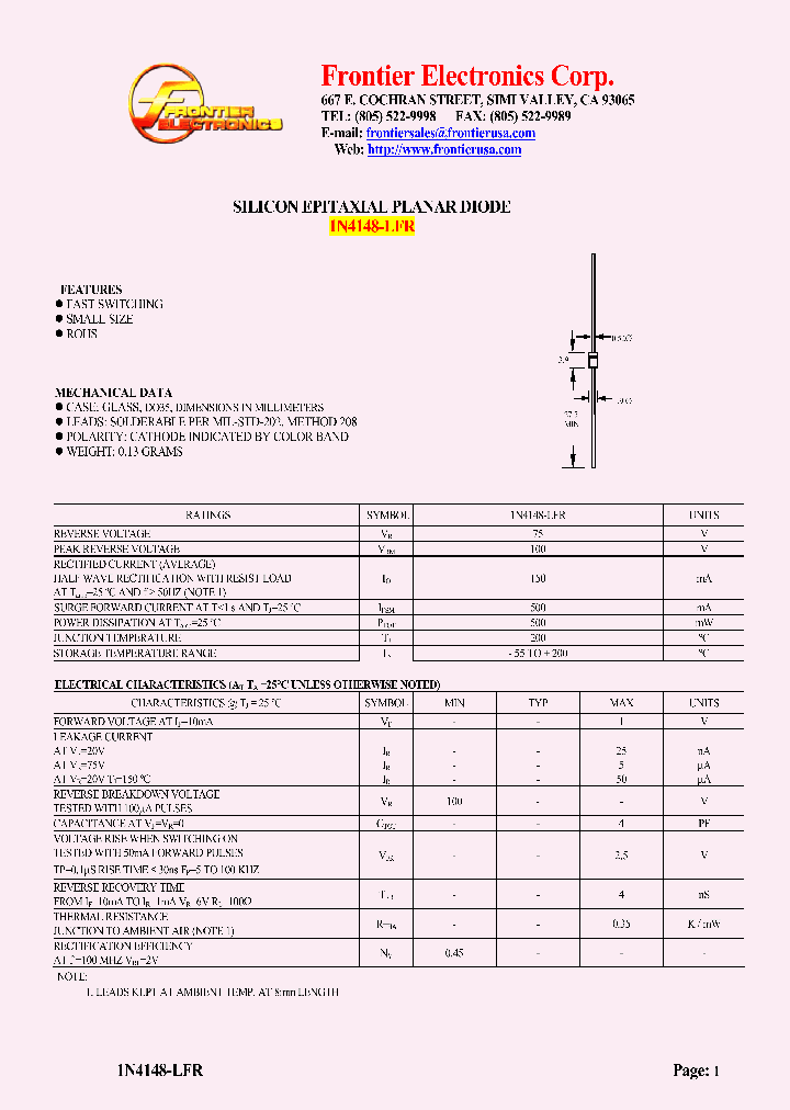 1N4148-LFR_4566725.PDF Datasheet Download --- IC-ON-LINE