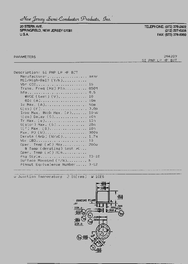 2N4209_4568638.PDF Datasheet Download --- IC-ON-LINE