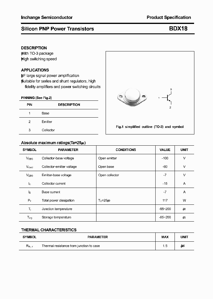 BDX18_4578237.PDF Datasheet Download --- IC-ON-LINE