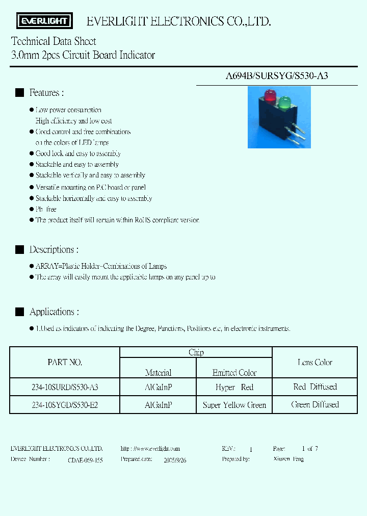 A694B-SURSYG-S530-A3_4581382.PDF Datasheet Download --- IC-ON-LINE
