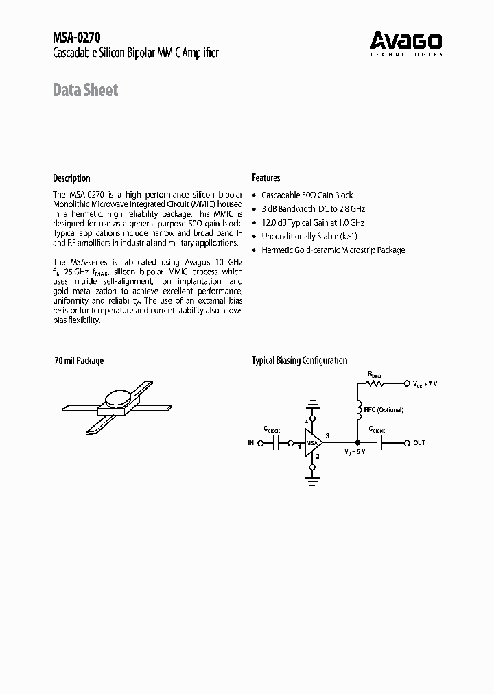 MSA-0270_4585155.PDF Datasheet Download --- IC-ON-LINE