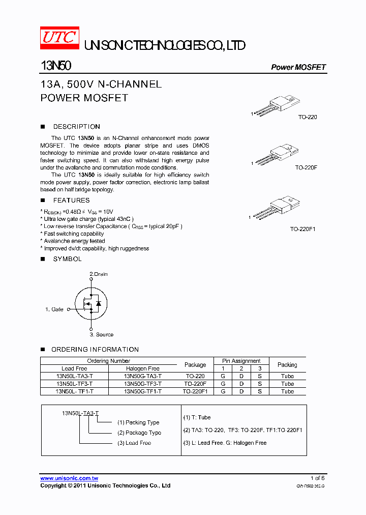 13N50_4610567.PDF Datasheet Download --- IC-ON-LINE