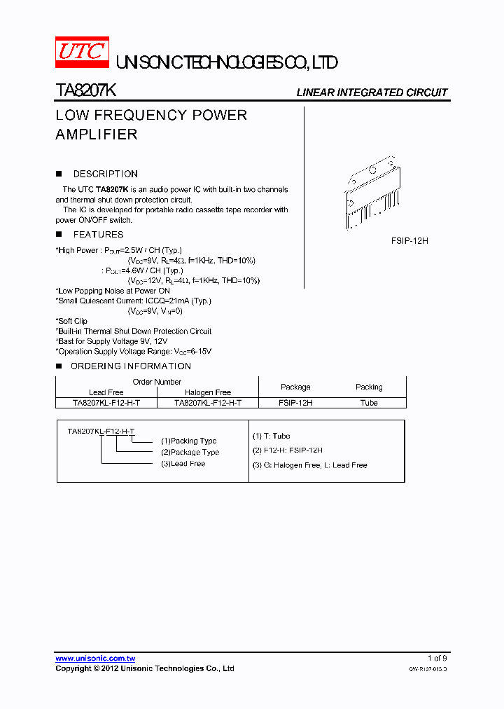 TA8207K12_4614107.PDF Datasheet Download --- IC-ON-LINE