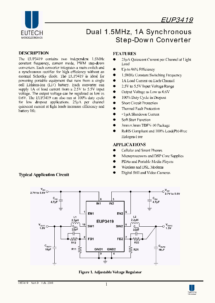 EUP3419_4621529.PDF Datasheet Download --- IC-ON-LINE