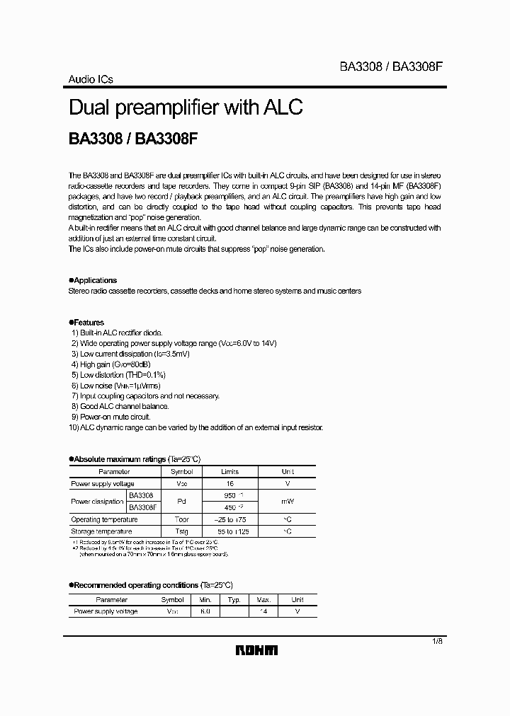 BA3308F_4646173.PDF Datasheet Download --- IC-ON-LINE