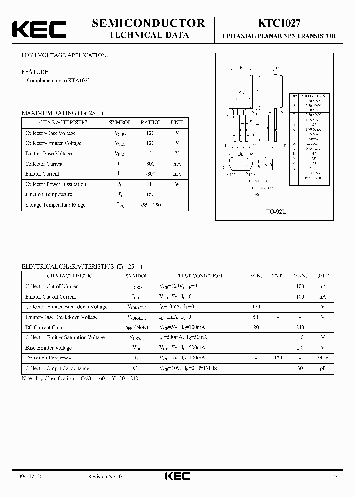 KTC1027_4648469.PDF Datasheet Download --- IC-ON-LINE
