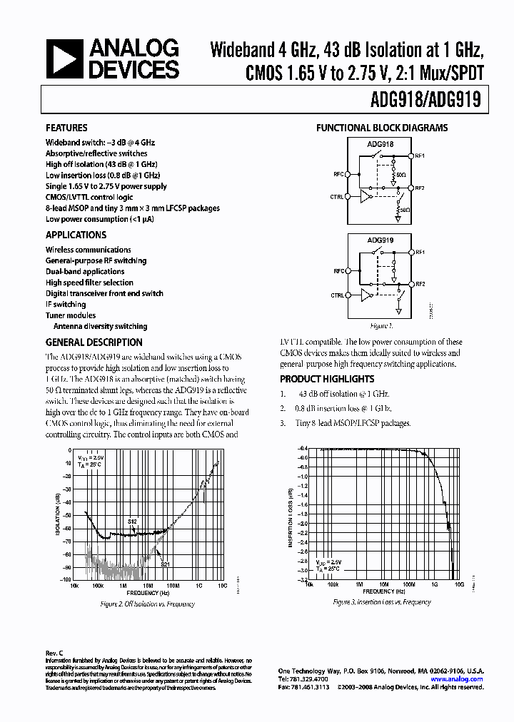 ADG918BRMZ_4656722.PDF Datasheet Download --- IC-ON-LINE